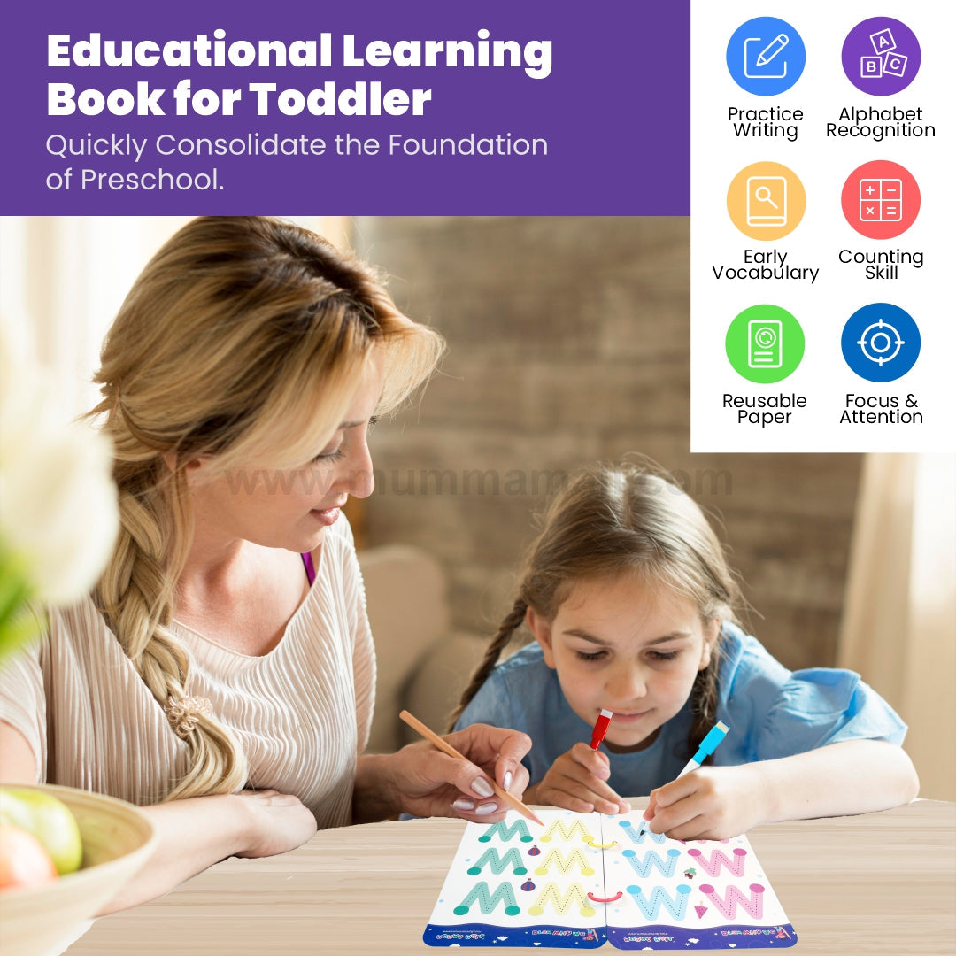 Mumma Mall - Reusable Tracing Book With 64 Pages + FREE Learning 2000+